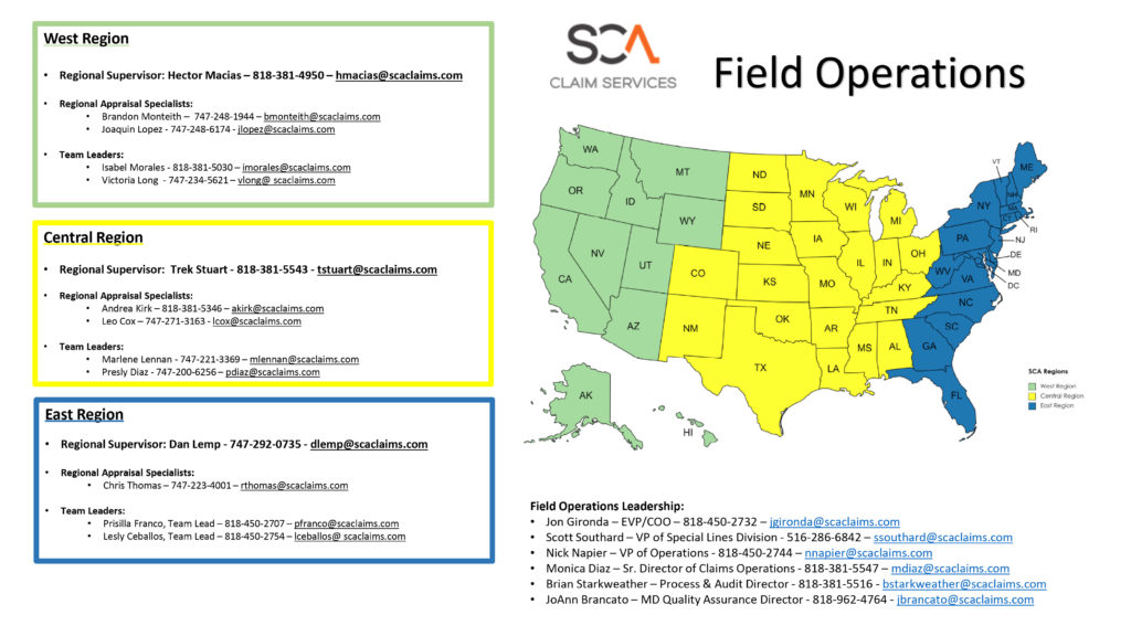SCA Field Operations Org Chart - SCA